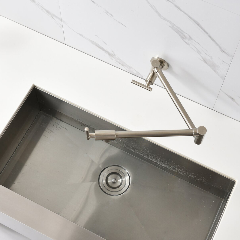 Modern Brass Wall-Mounted Retractable Pot Filler – Brushed Nickel ...