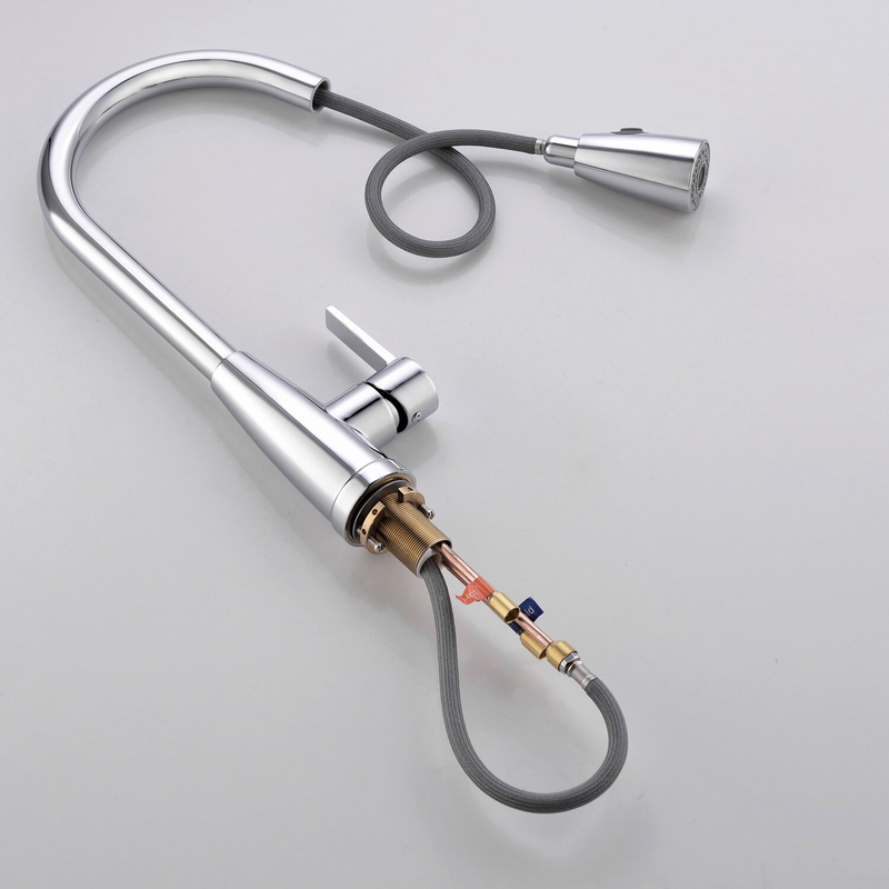 OEM Commercial Single Handle Pull Out Kitchen Faucet | Lead-Free Chrome ...