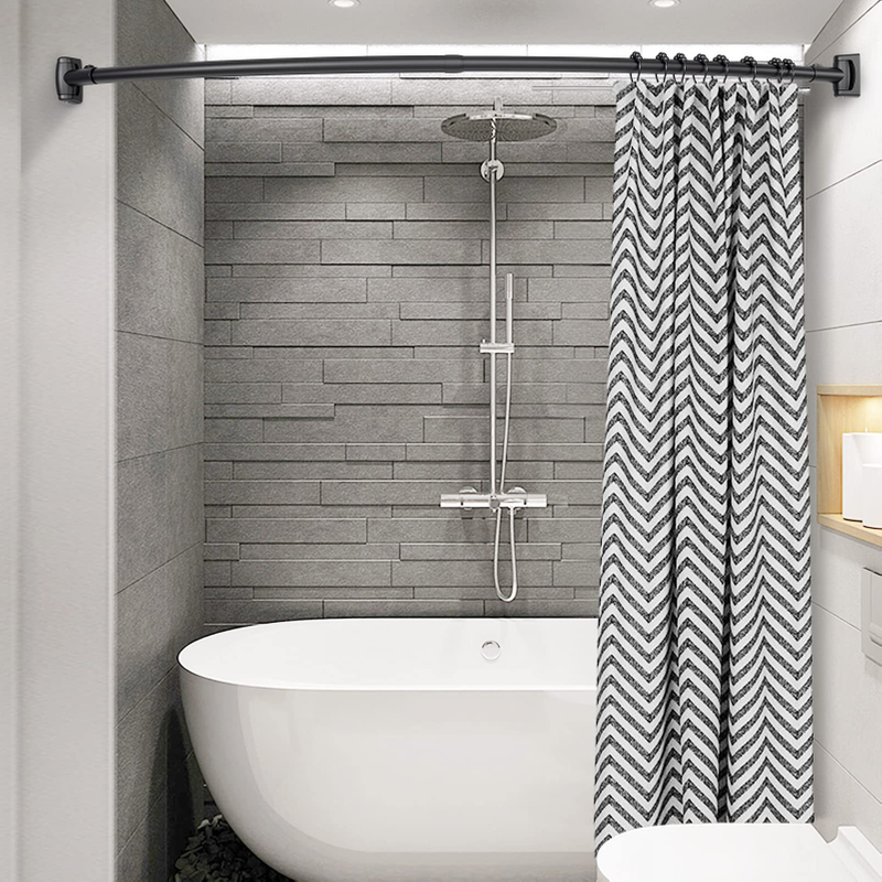 Telescoping Design Adjustable Curved Shower Curtain Rod Adds Space and ...