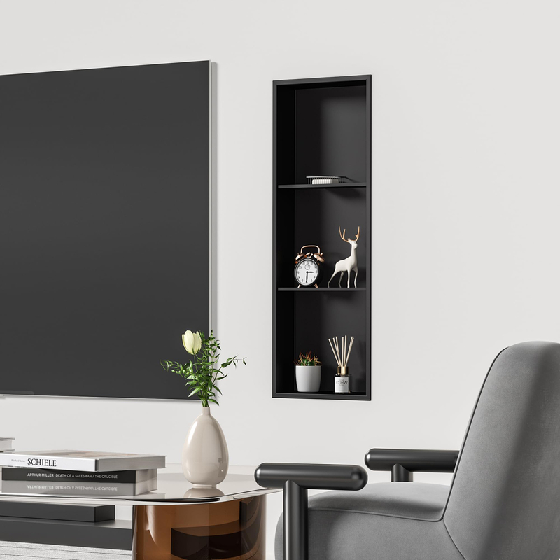 Factory Direct Bathroom 304 Stainless Steel Matte Black 3 Tier Recessed ...