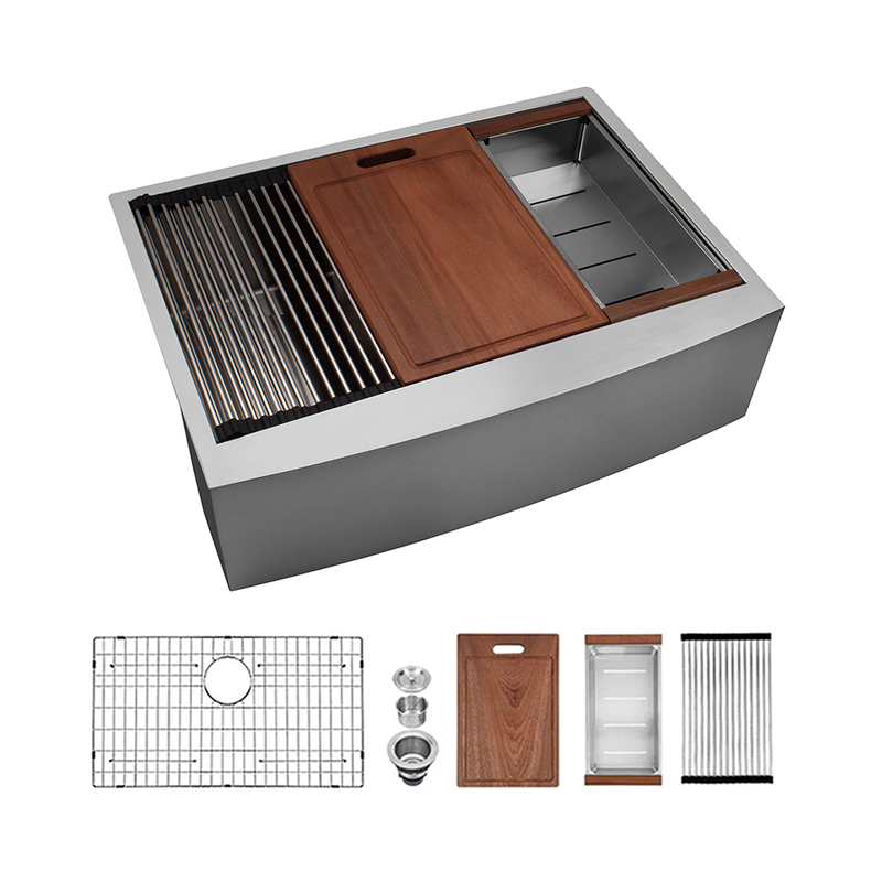 30 Inch Farmhouse Sink Stainless Steel Apron Front Ledge Workstation ...